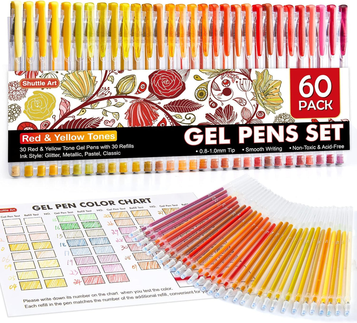 Red Yellow Gel Pens- Set of 30 with 30 Refills — Shuttle Art