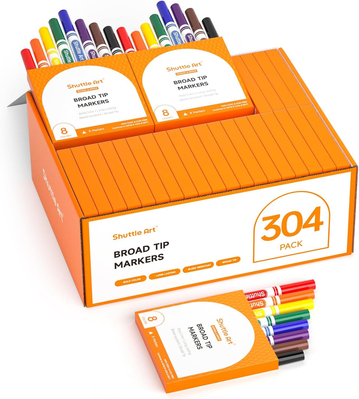 Washable Markers, 8 Colors Broad Line Markers, Separate Pack of 38 - S ...