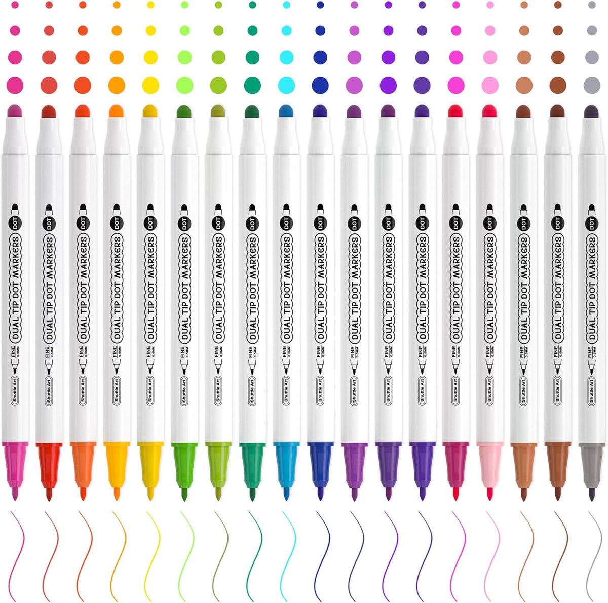 Dual Tip Dot Marker Pens - Set of 18 — Shuttle Art