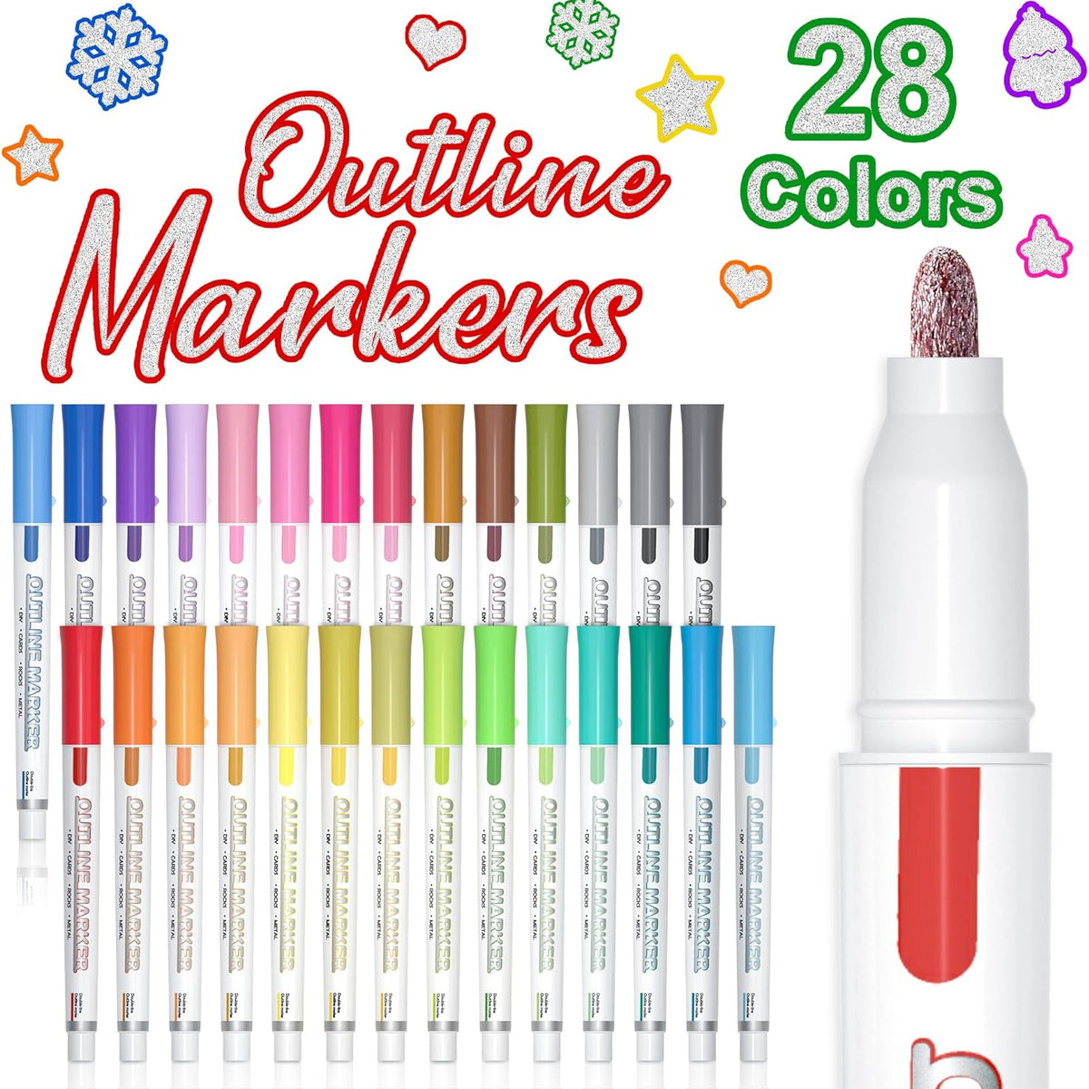 Double Line Outline Markers- 28 Colors — Shuttle Art
